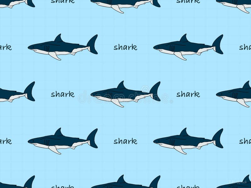 Shark Seamless Pattern on Blue Background Stock Vector - Illustration ...