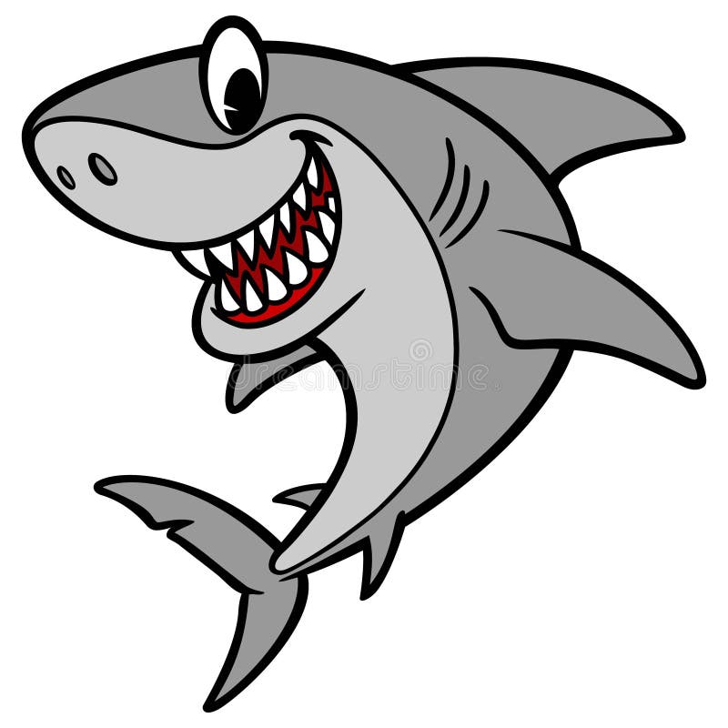 Shark Cartoon Drawing stock vector. Illustration of aquatic - 83701189