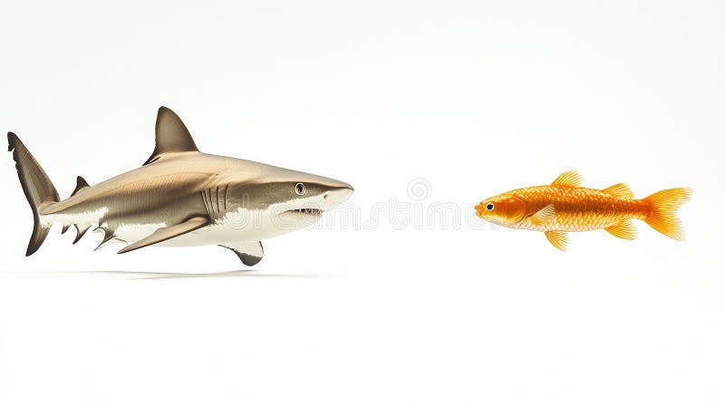 Shark Chasing a Small Fish stock illustration. Illustration of bright ...