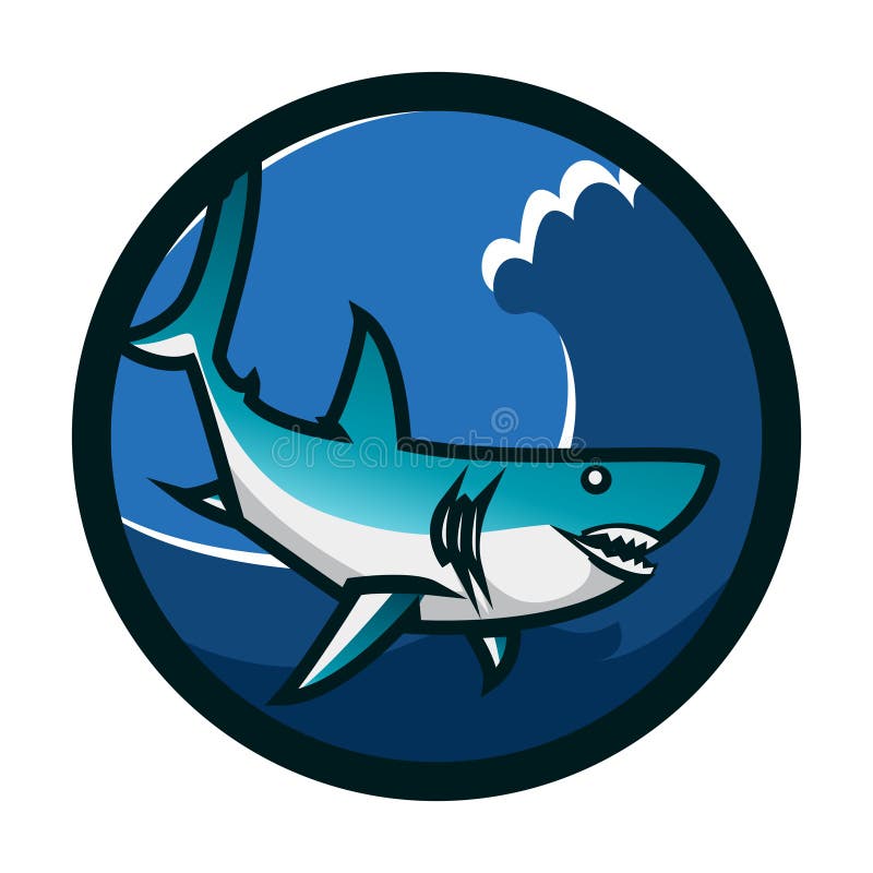 Shark Circle Emblem Logo Design. Shark Icon Logo Identity Stock Vector ...