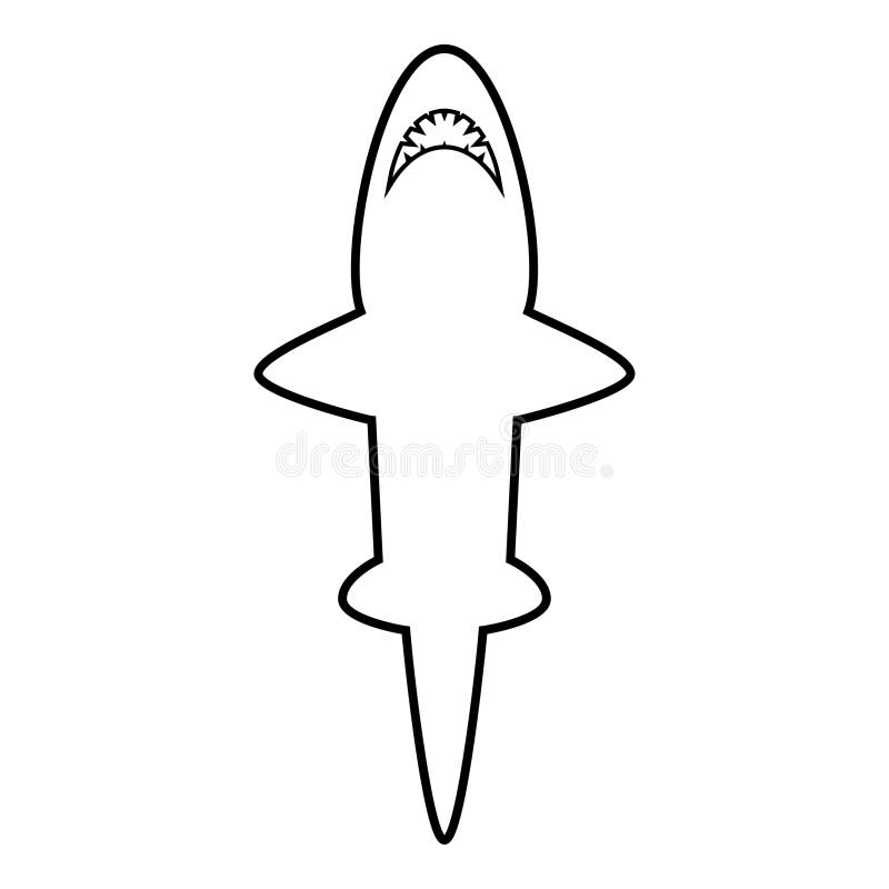 Shark Contour Outline Line Icon Black Color Vector Illustration Image ...