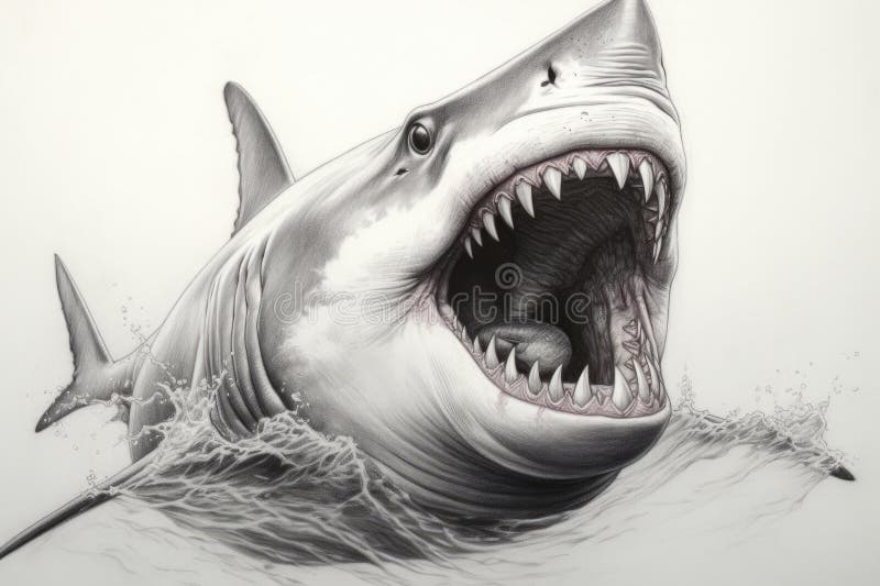 Shark Drawing, Shark Pencil Drawing Vintage. Generative Ai Stock ...