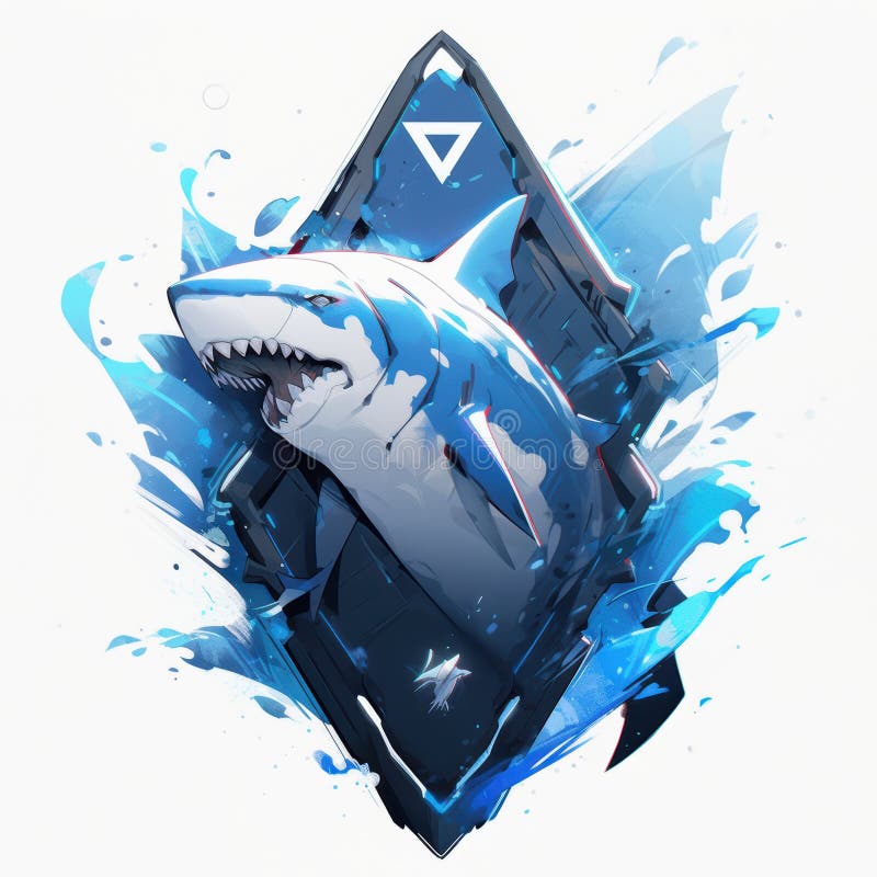 Shark Emblem Illustration. Created by Generative Artificial ...