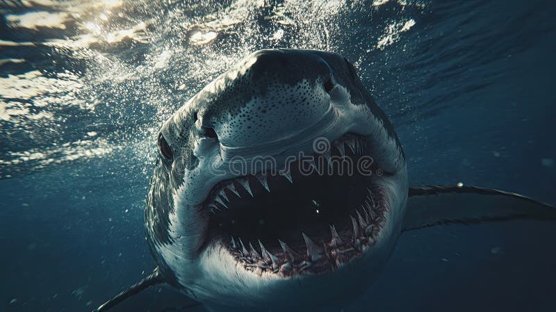 Shark Face Underwater Close Up Wide Angle Stock Photo - Image of jaws ...