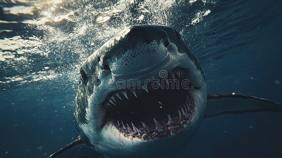Shark Face Underwater Close Up Wide Angle Stock Photo - Image of jaws ...