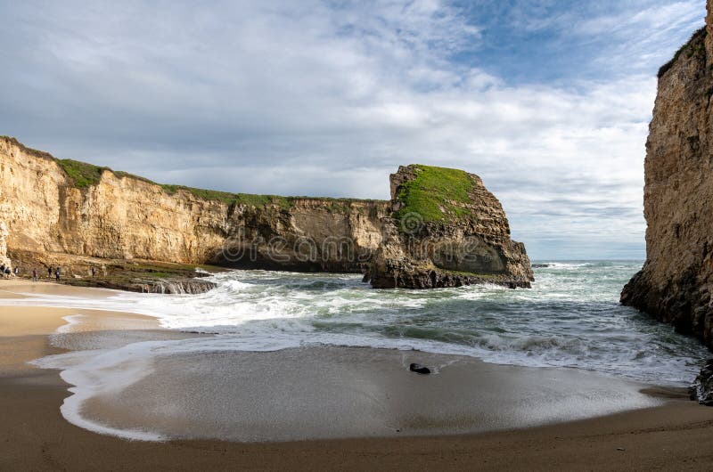 Shark Fin Cove Beach in California Stock Image - Image of spring ...