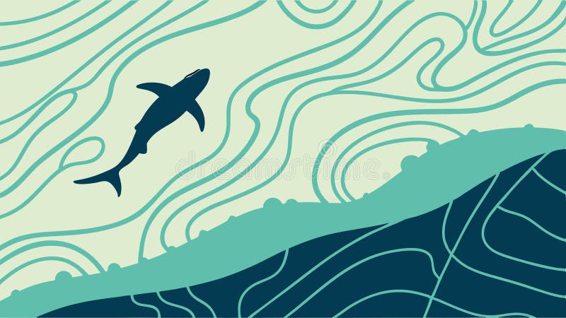 Shark Fin in Dynamic Ocean Waves Marine Vector, Vector Design ...