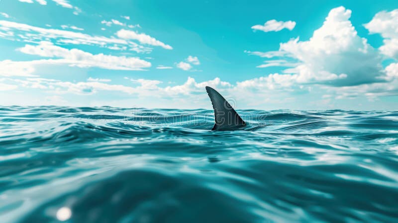 The Shark Fin in Ocean..AI Generated Image Stock Image - Image of ...