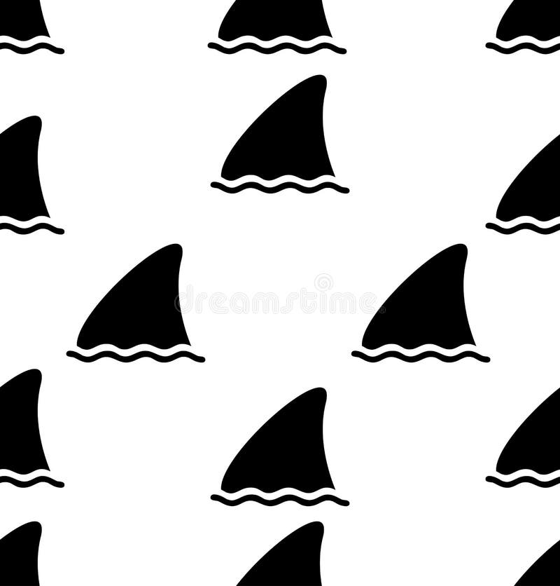 Shark Fin Icon Seamless Pattern Stock Vector - Illustration of logo ...