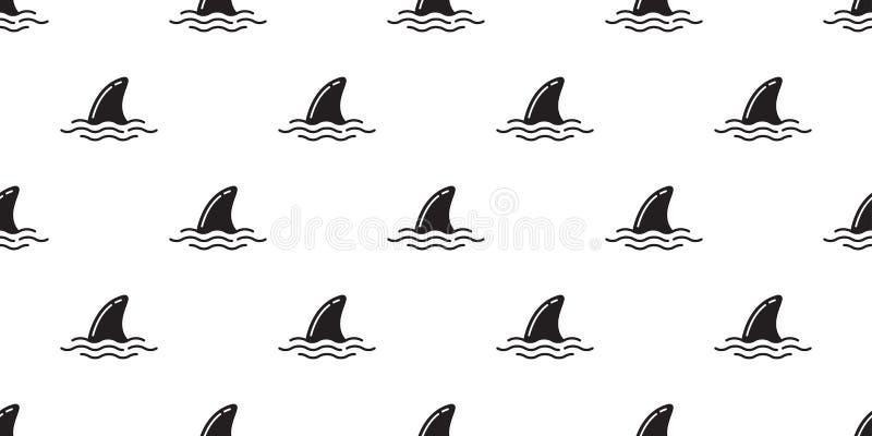 Shark Fin Seamless Pattern Vector Dolphin Whale Isolated Wallpaper ...