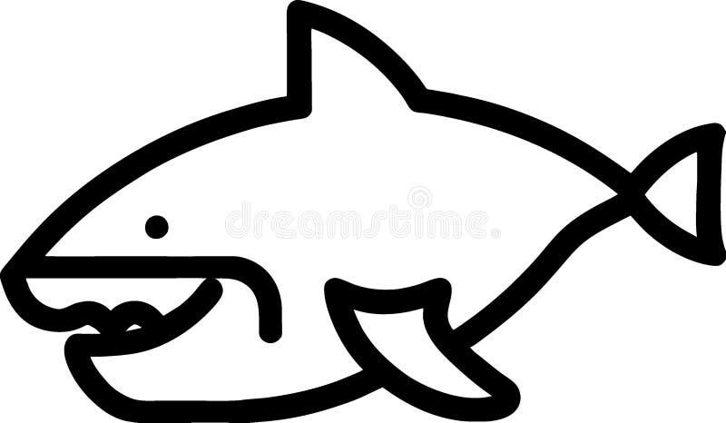 Shark Fish Food Icon in Outline Style Stock Illustration - Illustration ...