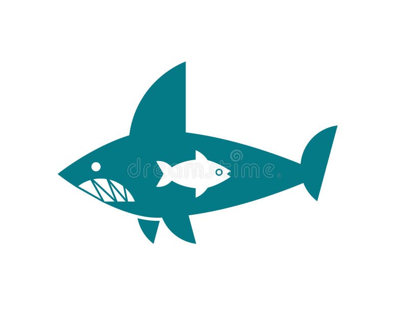 Shark and Fish Inside. Marine Predator Fish Stock Vector - Illustration ...