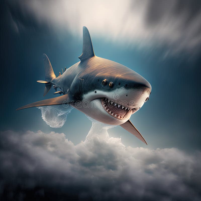 Shark Flying in the Sky. Generative AI Stock Illustration ...