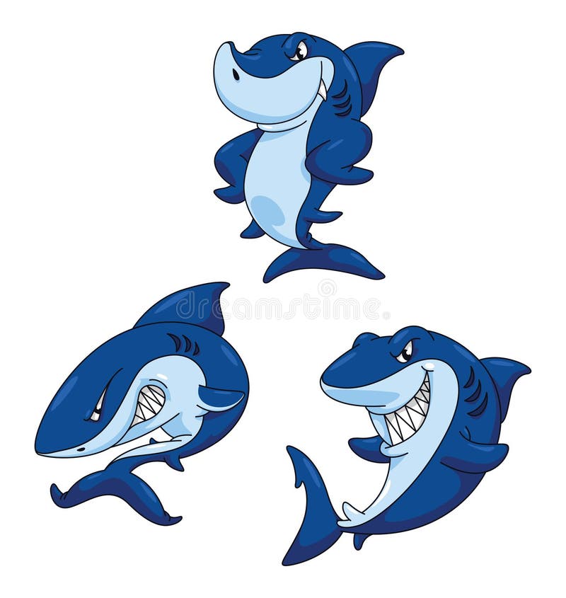 Shark Funny Cartoon stock vector. Illustration of teeth - 47879776