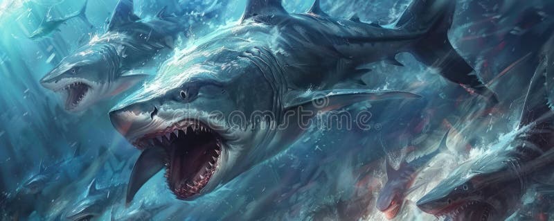 Shark Gods of Mythology Ruling Over the Digital Depths of Quantum ...