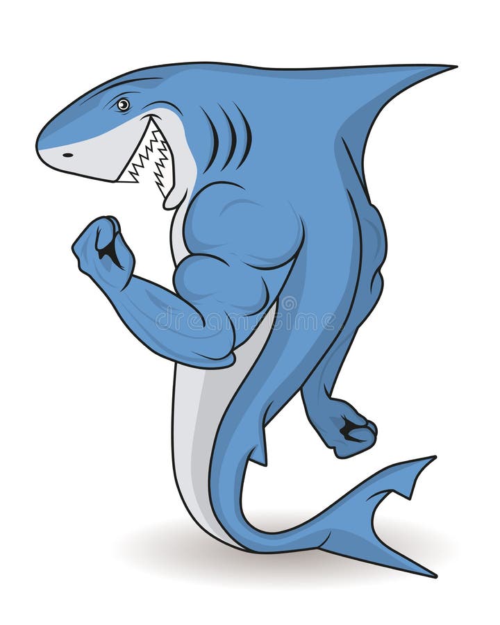 Great White Shark with Big Muscles Stock Vector - Illustration of ...