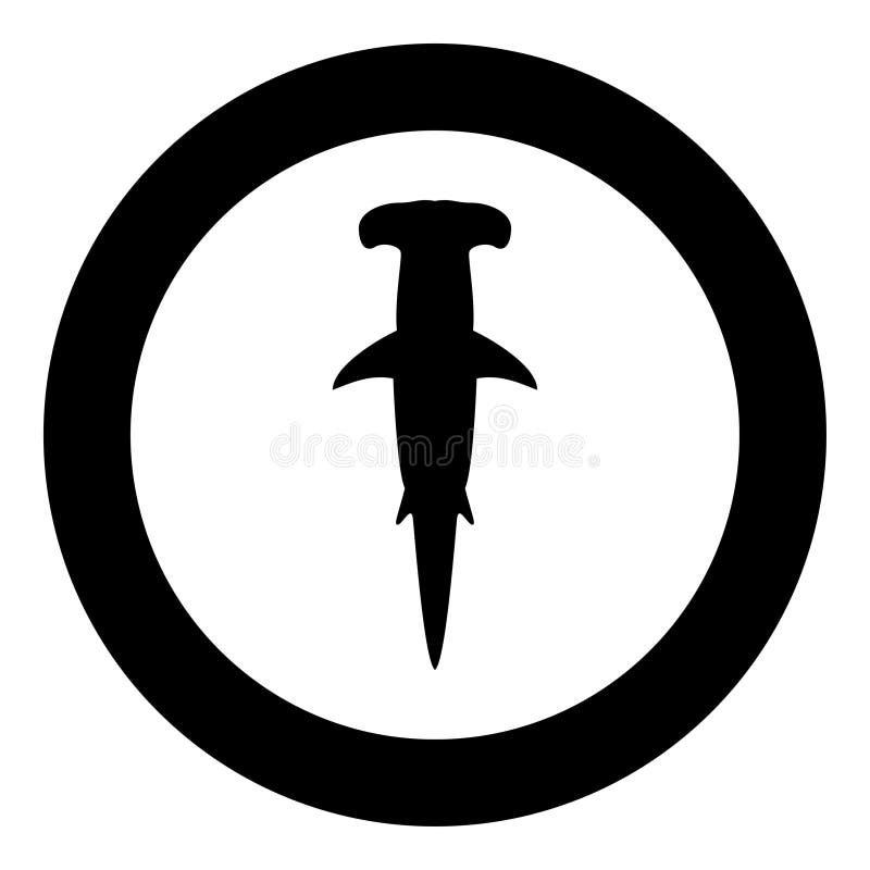 Shark Hammer Head Icon in Circle Round Black Color Vector Illustration ...