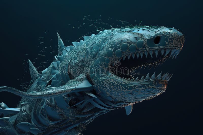 A Shark with the Head of a Dragon. Generative AI Stock Illustration ...
