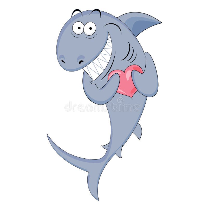 Shark with a Heart in His Hands. Stock Vector - Illustration of fish ...