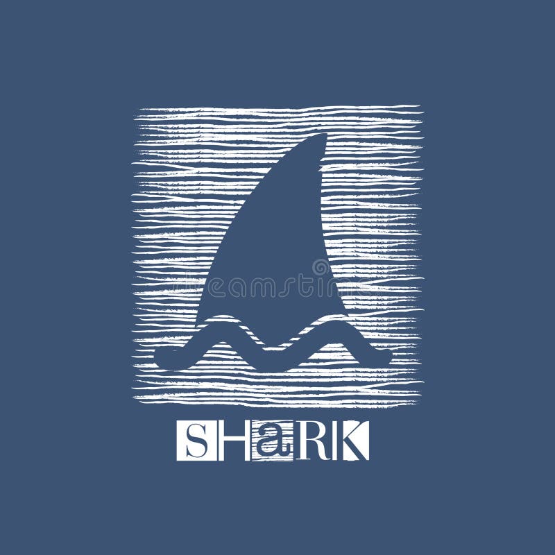 Shark Icon in White Illustration on Blue Stock Vector - Illustration of ...