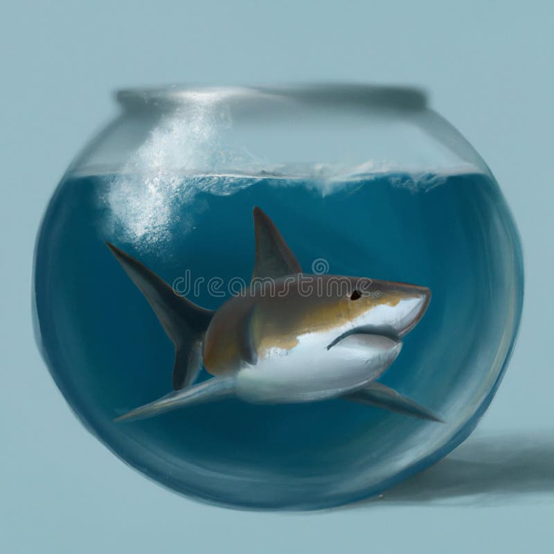 Shark Inside a Fish Bowl Illustration Stock Illustration - Illustration ...