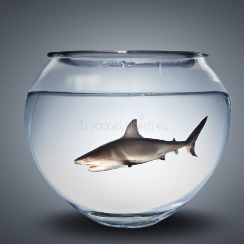 Shark Inside a Fish Bowl Illustration Stock Illustration - Illustration ...