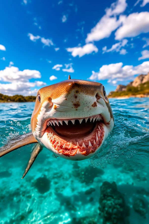 A Shark with Its Mouth Open in the Ocean Stock Image - Image of shark ...