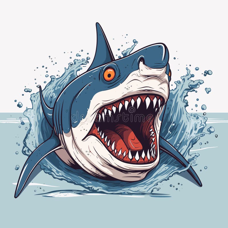 Cartoon Sharks Coming Out Of Water