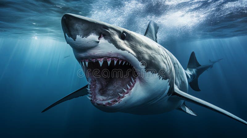 Shark with Its Mouth Open in the Water Stock Image - Image of strategy ...