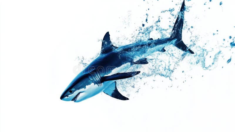 Shark Jumping. Isolated on White Stock Illustration - Illustration of ...