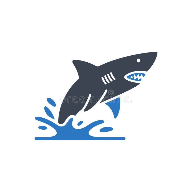 Shark Jumping Water Icon stock vector. Illustration of blue - 384694661