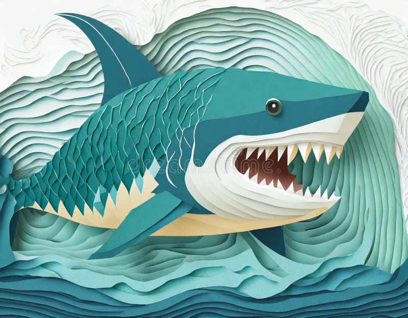 Shark, a Large Fish that Has Sharp Teeth and a Pointed Fin on Its Back ...