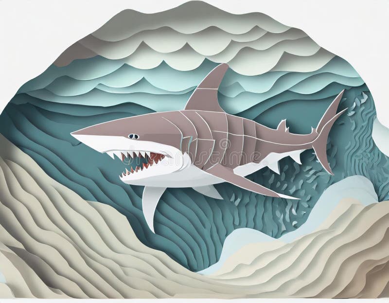 Shark, a Large Fish that Has Sharp Teeth and a Pointed Fin on Its Back ...