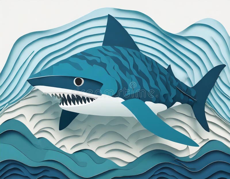 Shark, a Large Fish that Has Sharp Teeth and a Pointed Fin on Its Back ...