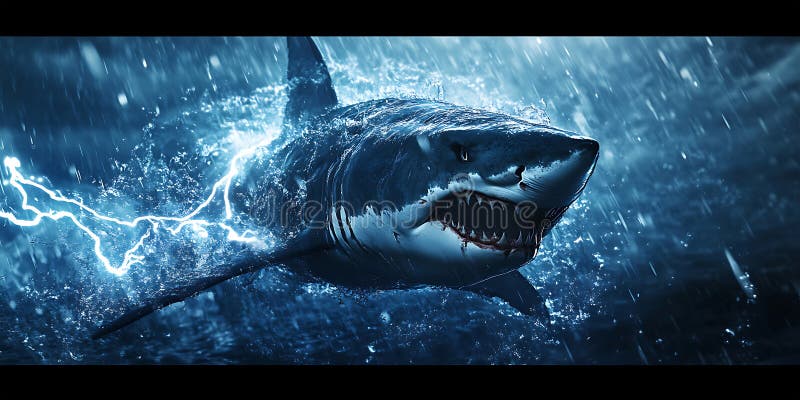 Shark with Lightning Coursing through Its Body Background for ...