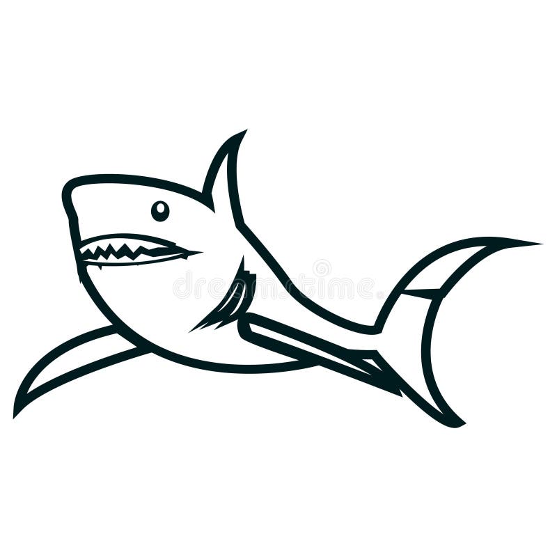 Shark Line Art Vector Illustration. Shark Simple Outline Design Stock ...