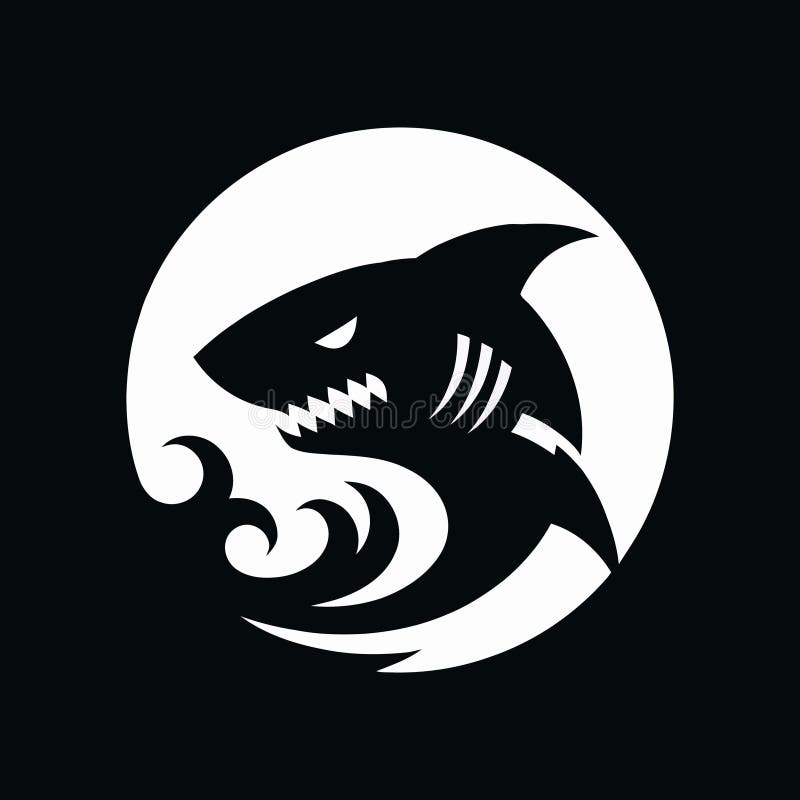 Shark Logo Design in a Circular Emblem Stock Vector - Illustration of ...