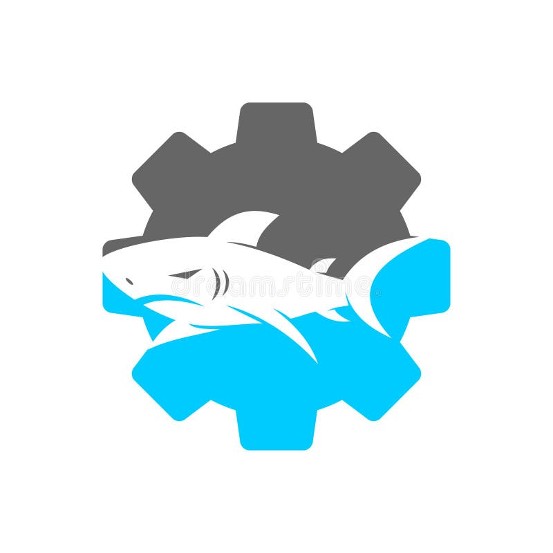 Shark Machine Logo Design Vector Isolated Modern Template Stock Vector ...