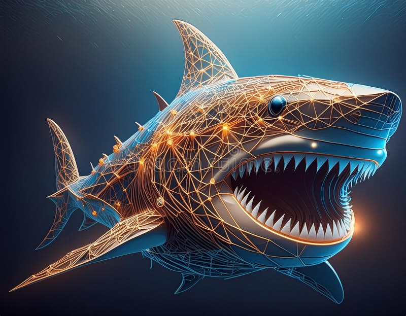 A shark made from wires stock illustration. Illustration of metal ...