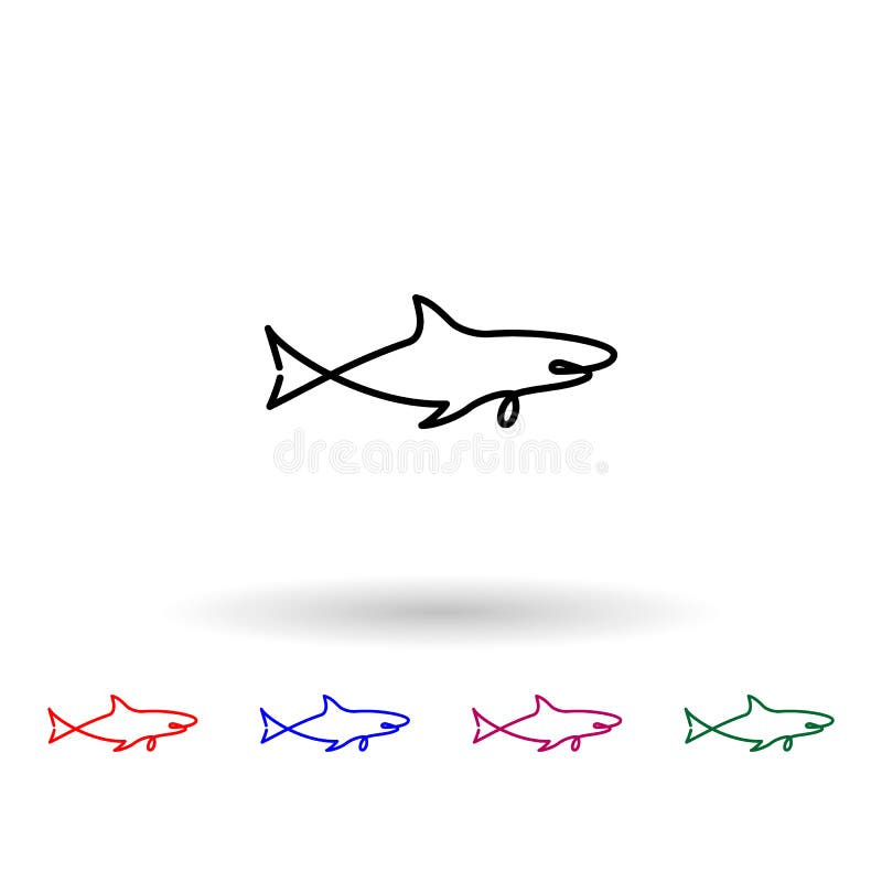 Shark One Line Multi Color Icon. Simple Thin Line, Outline Vector of ...