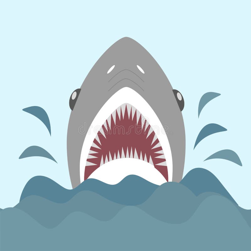 Shark with Open Jaws and Sharp Teeth. Vector Illustration in Flat ...