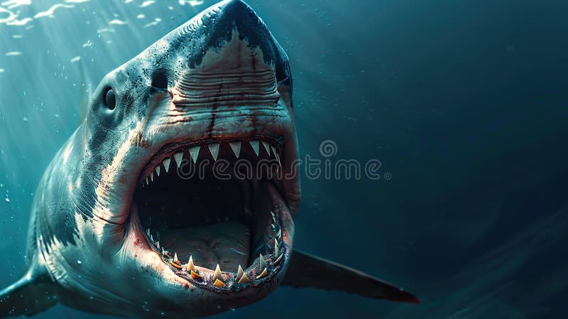 Shark Open Toothy Dangerous Mouth with Many Teeth. Generative Ai Stock ...