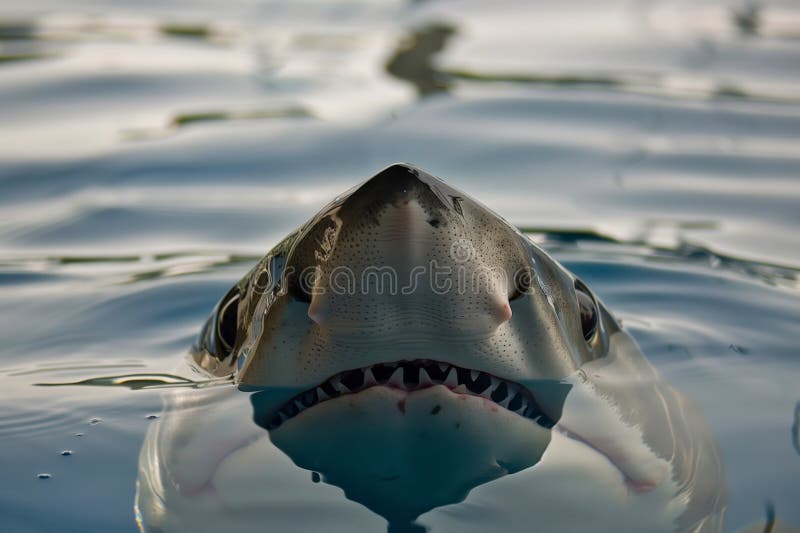 Shark Peering Above Water Line, Eyes Visible Stock Photo - Image of ...