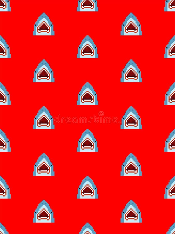 Shark Pixel Art. 8 Bit Underwater Predator Pixelated Stock Vector ...