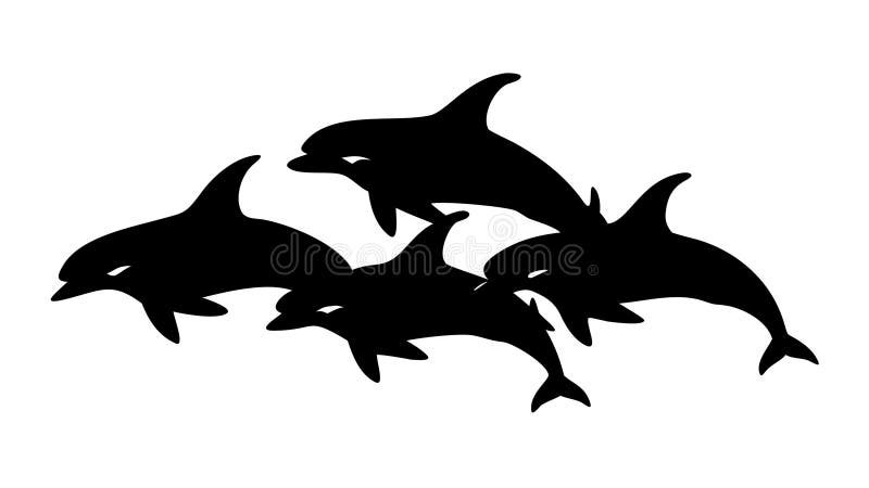 Shark Pod Silhouette, Ocean Predator Dynamics, Vector Design Generative ...