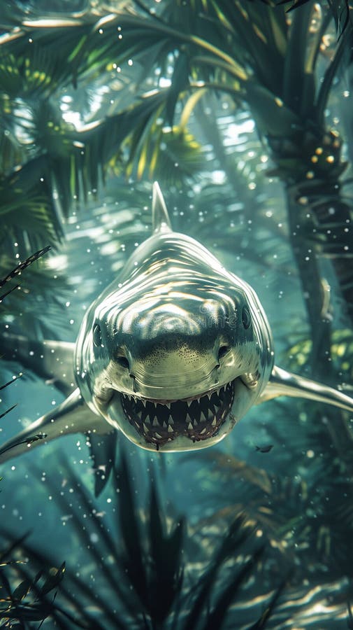 Shark in a Pool of Venom Liquid, Focus on Poison, Tropical Lagoon ...