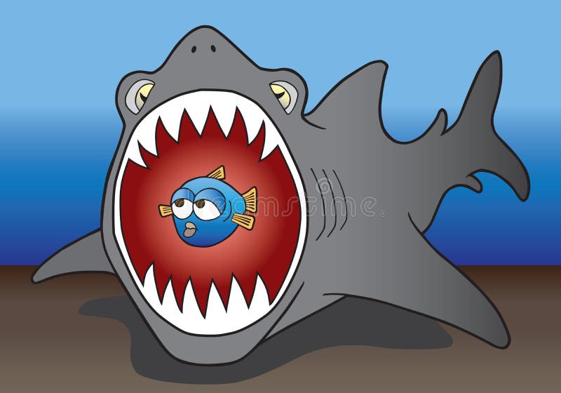 Shark Eating Fish Drawing Basking Shark Cartoon Drawing Black And