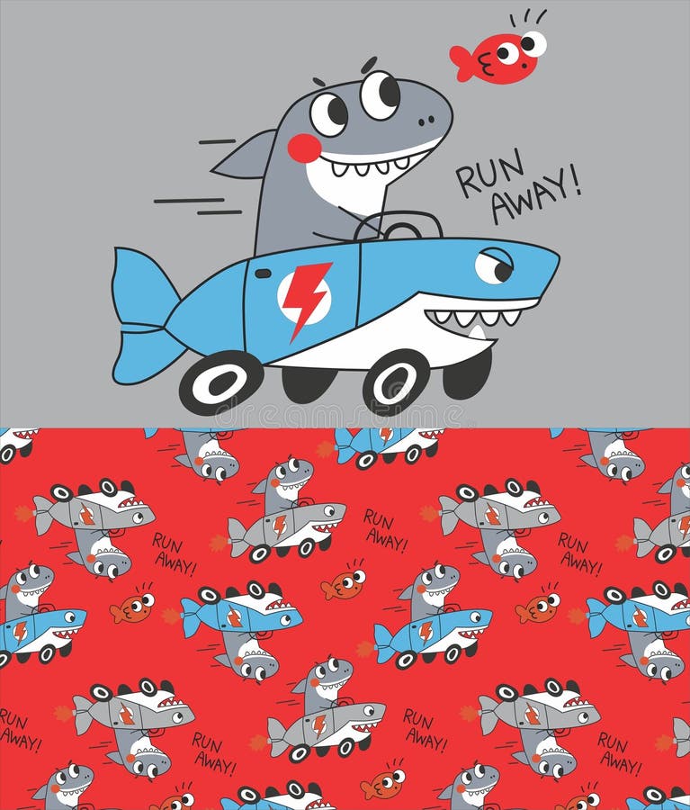 Shark run away print stock vector. Illustration of game - 279020769