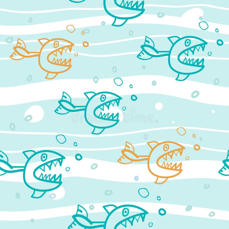 Shark Face Seamless Pattern Stock Illustrations – 104 Shark Face ...