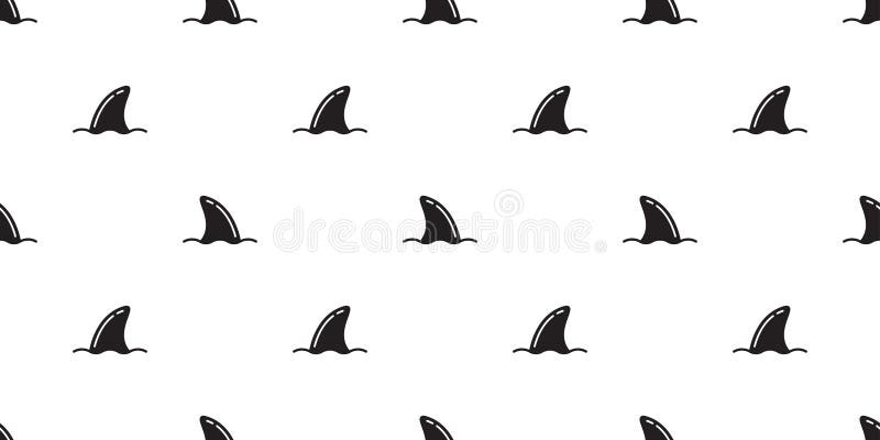 Shark Seamless Pattern Fin Vector Dolphin Illustration Tile Background ...